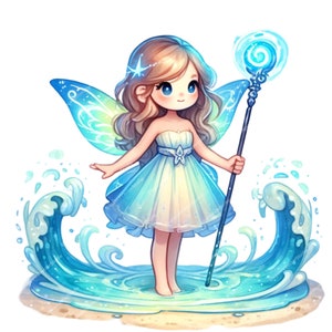 Ocean Fairy Clipart Bundle, Spring Forest Fairy Clipart, Watercolor ...