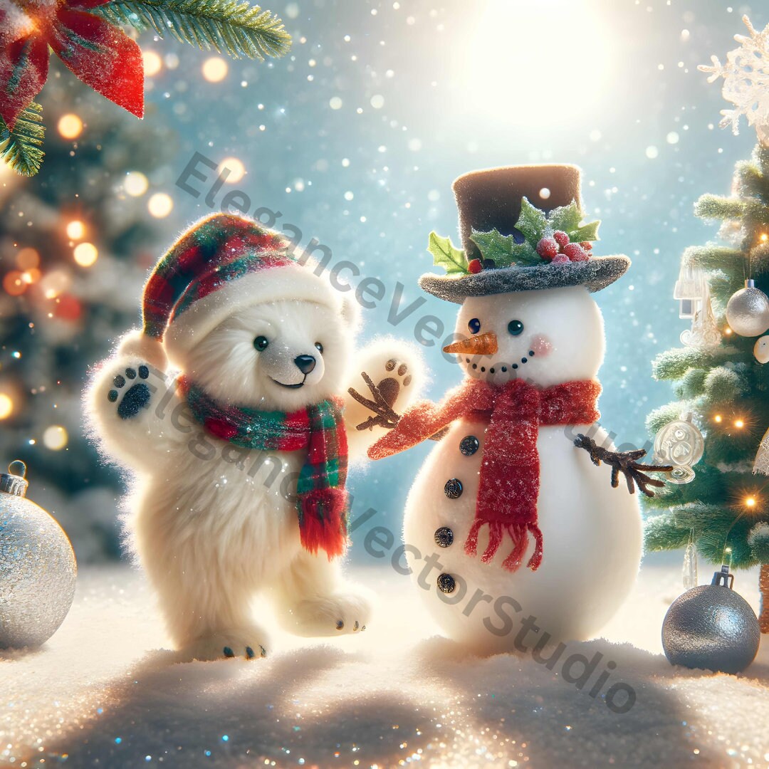 Christmas Polar Bear Clipart 16 High Quality Jpgs, Christmas Snowman ...