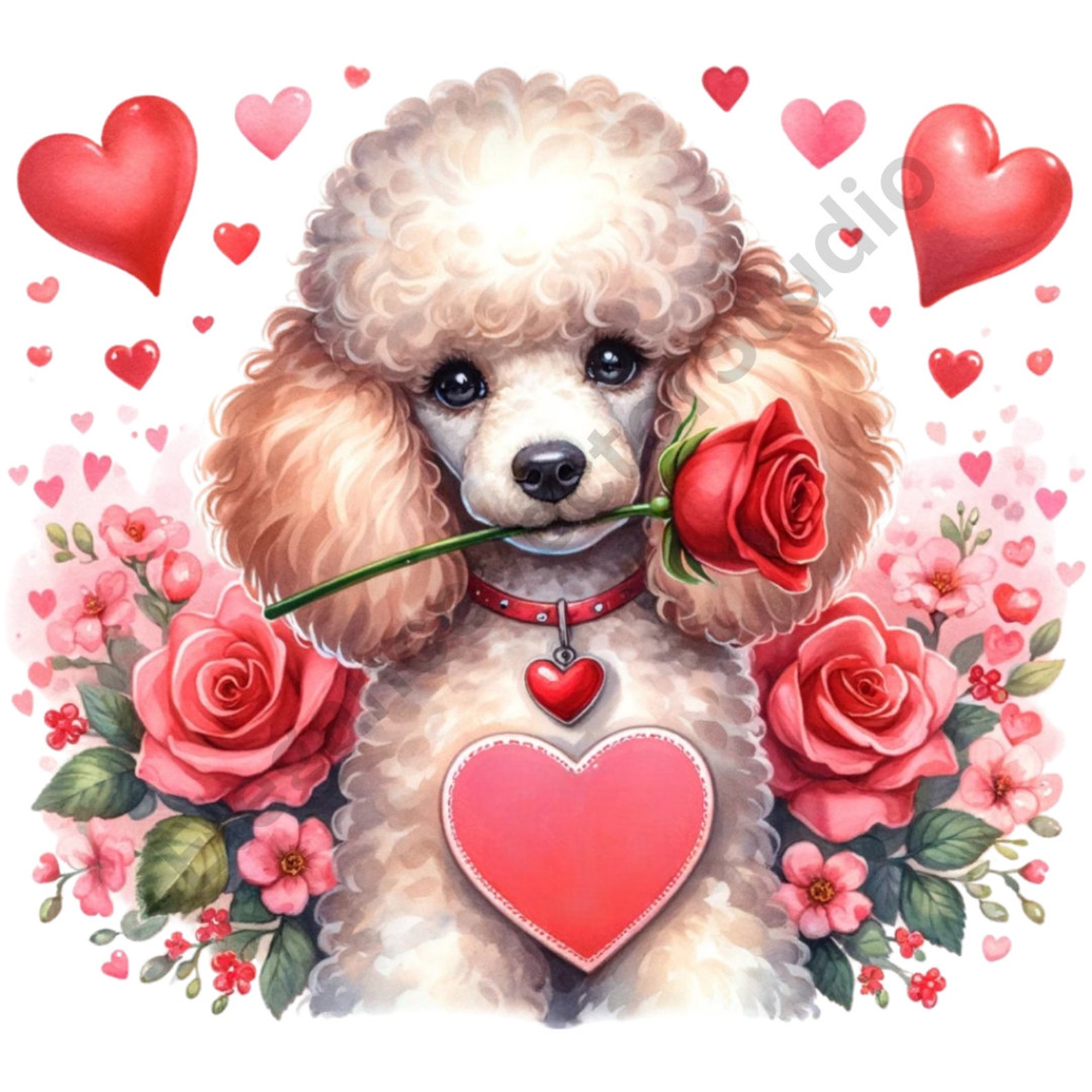 Valentine's Day Dog Clipart: Customizable PNG Images (digital Download ...