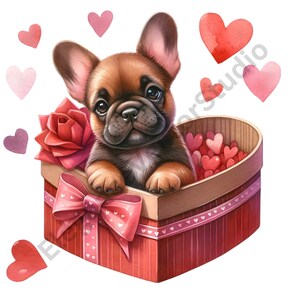 Valentine French Bulldog Clipart, Set of 41 Images, Valentines Day ...