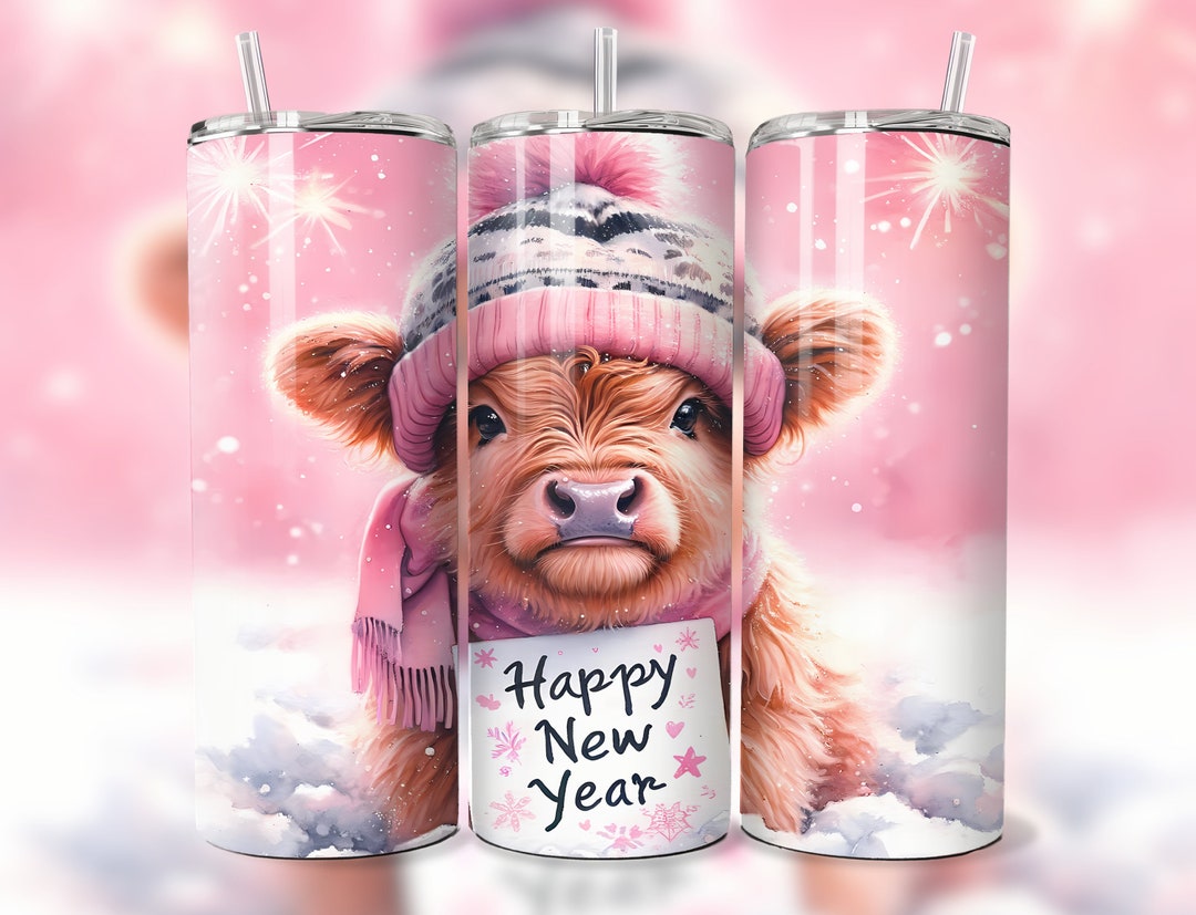 Pink Highland Cow Tumbler Wrap, Customizable Highland Cow Tumbler ...