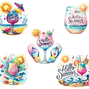 Summer Cocktails Clipart Bundle: 20 Transparent PNG Graphics ...