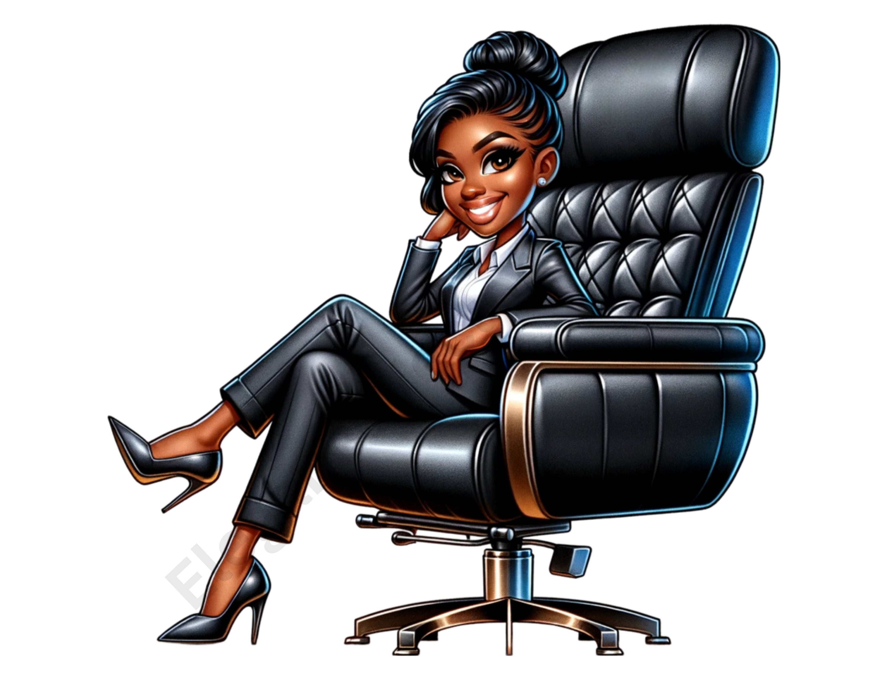 Cartoon Black Girl Business Woman Bundle Black Women PNG Clipart Set ...