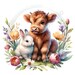 Easter Baby Highland Cow Clipart, Easter Bunny PNG, Easter Highlandcow ...
