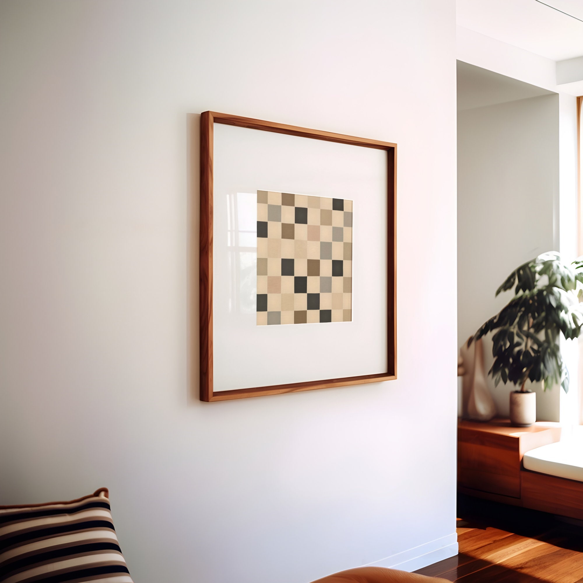 Neutral Beige Checkered Print - Beige Square Checkerboard Printable ...