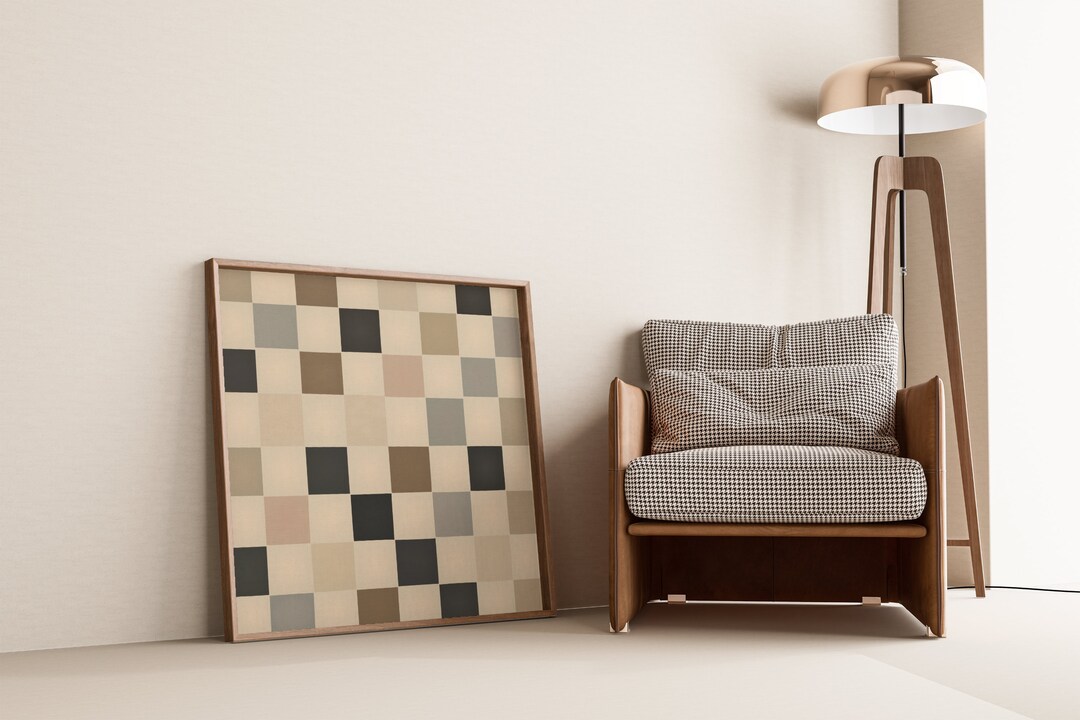 Neutral Beige Checkered Print - Beige Square Checkerboard Printable ...