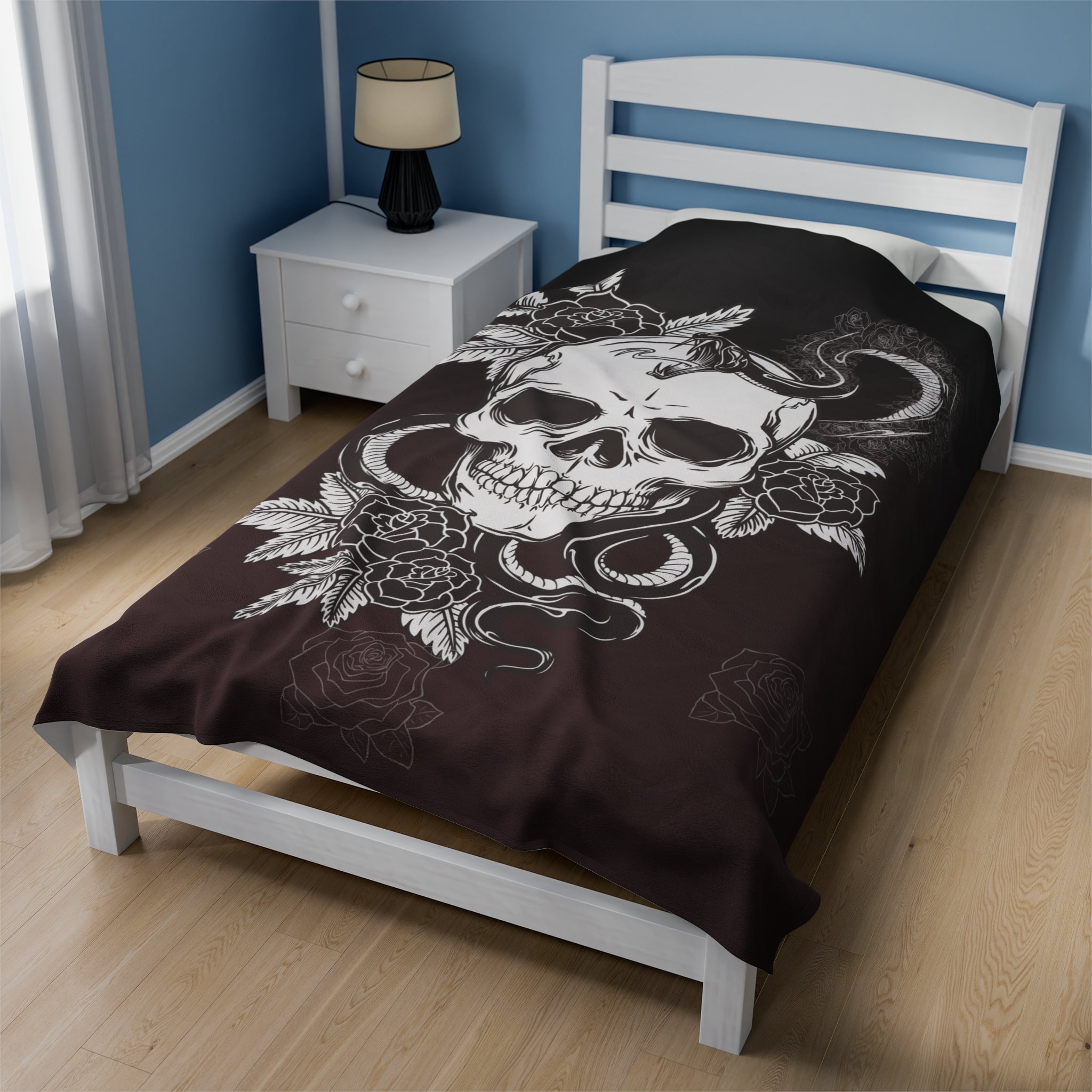 Skull Blanket, Gothic Blanket, Emo Blanket, Plush Blanket, Soft Blanket ...