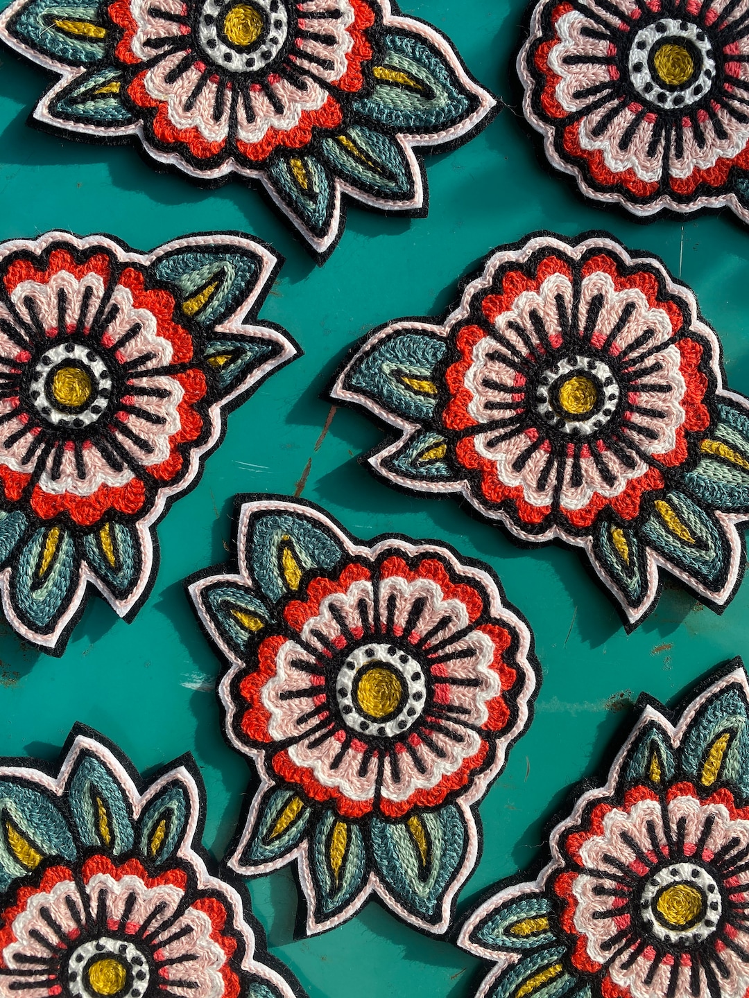 Traditional Tattoo Flash Flower Handcrafted Chainstitch Patch - Etsy