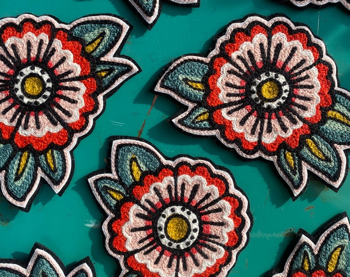 Traditional Tattoo Flash Flower Handcrafted Chainstitch Patch - Etsy