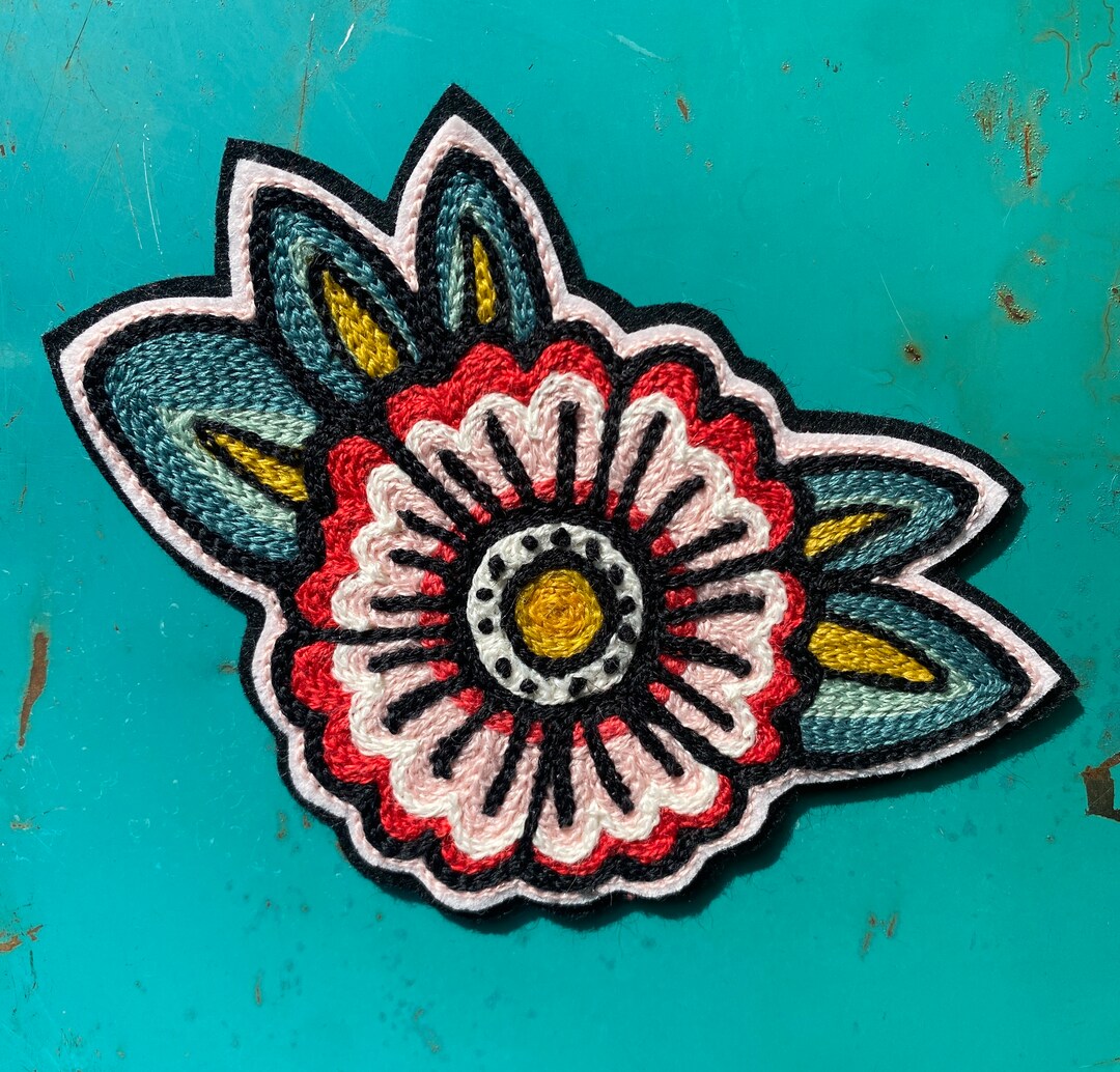Traditional Tattoo Flash Flower Handcrafted Chainstitch Patch - Etsy