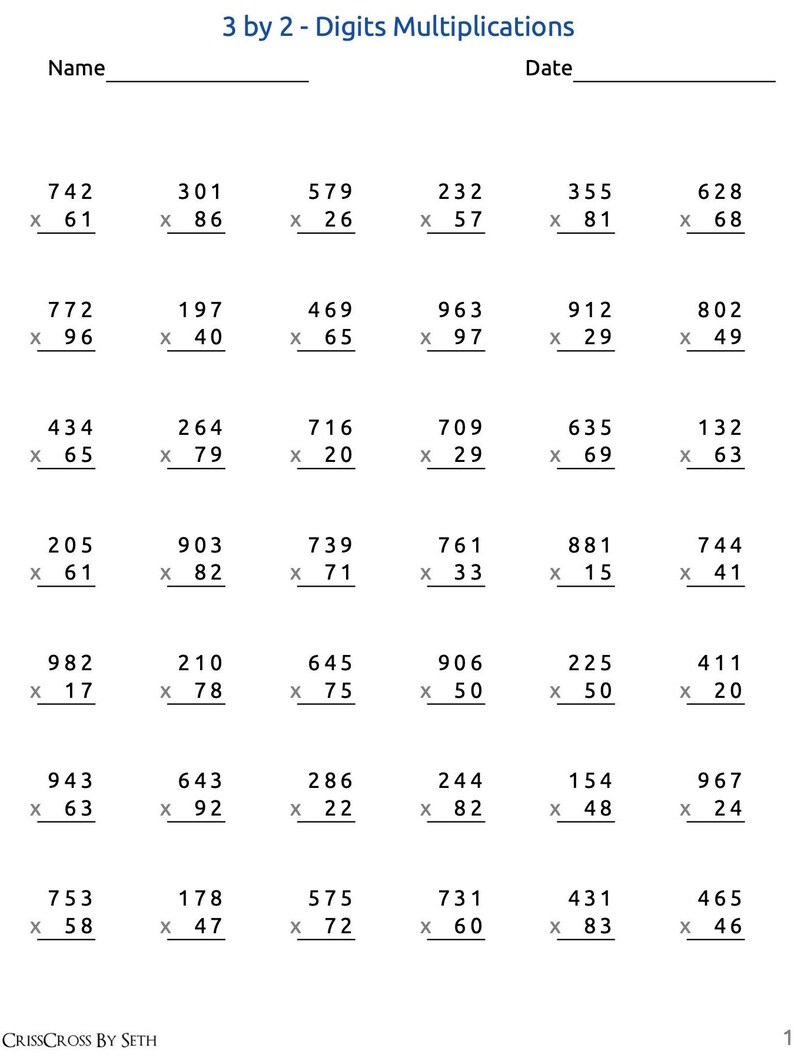 Math Practice Sheets Multiplication Classroom Homeschool - Etsy