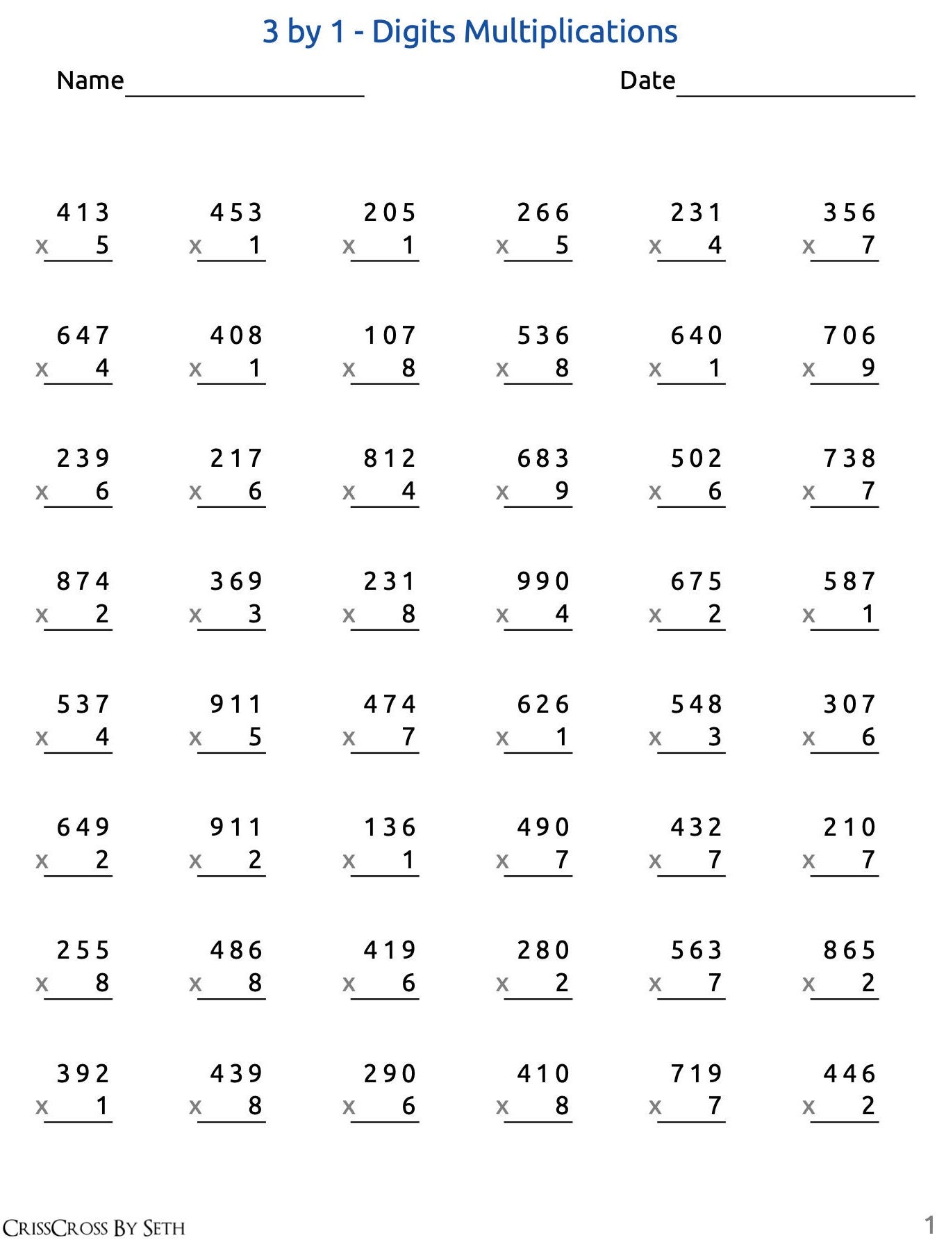 Math Practice Sheets Multiplication Classroom Homeschool - Etsy