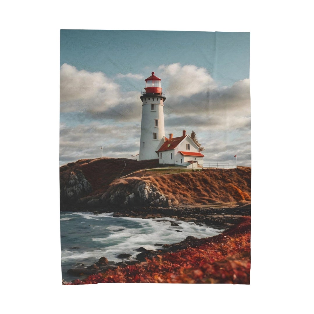 Fall Lighthouse Velveteen Plush Blanket - Etsy