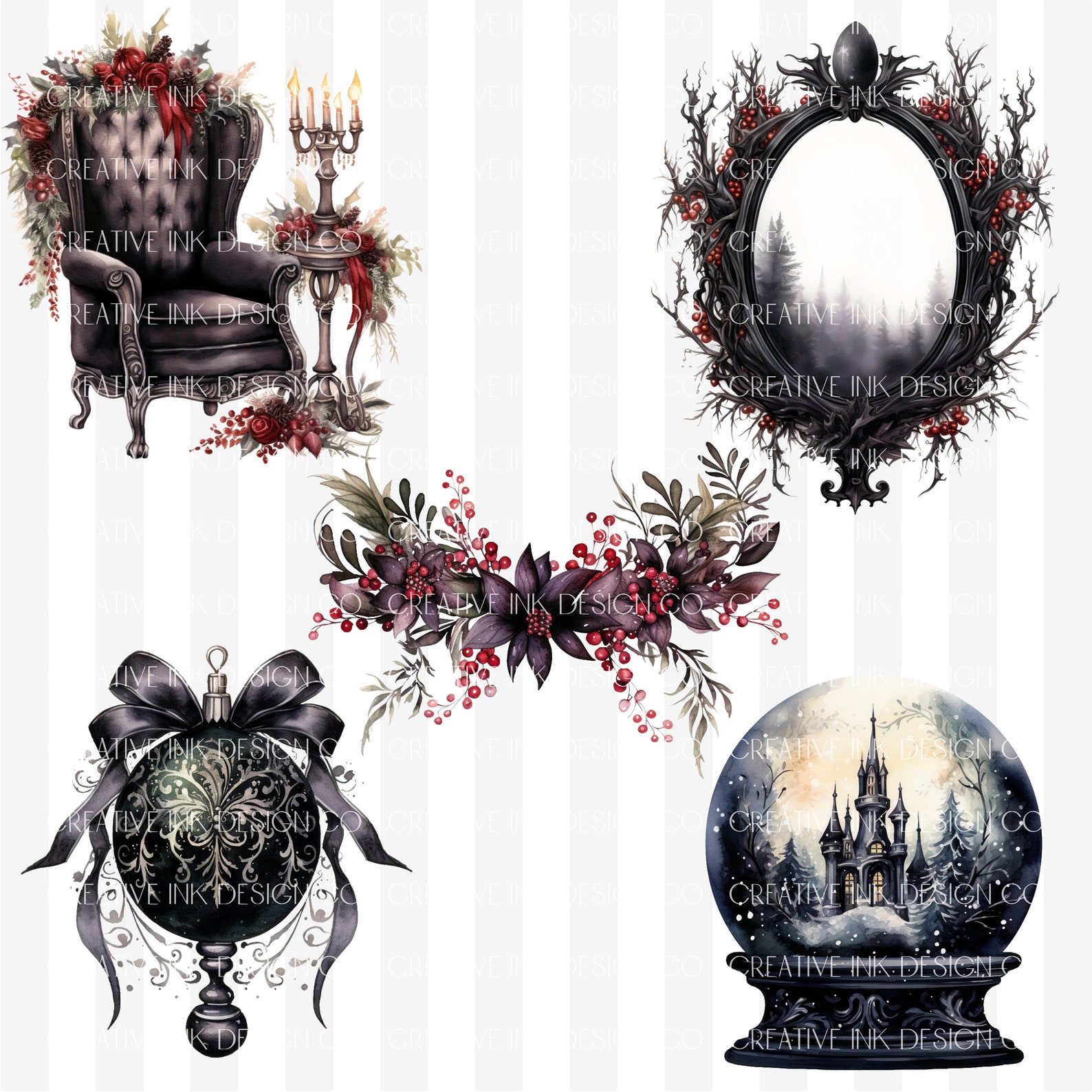 Christmas Clip Art, 30 Gothic Christmas PNG, Transparent PNG ...