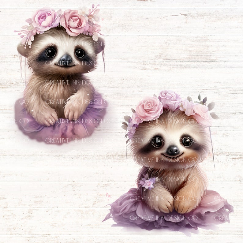 Adorable Pastel Baby Sloth Clipart Set Instant Download for Nursery ...