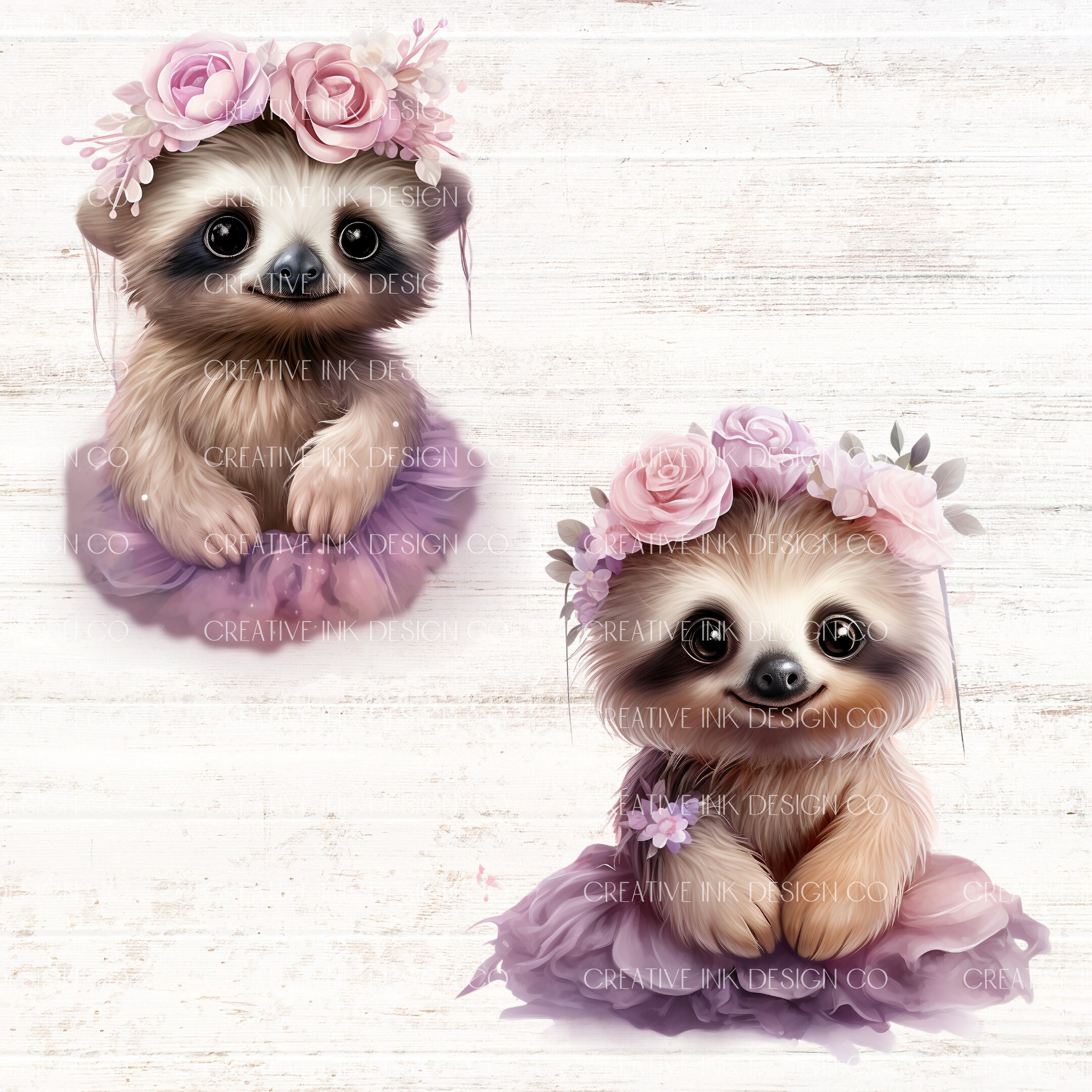 Adorable Pastel Baby Sloth Clipart Set Instant Download for Nursery ...
