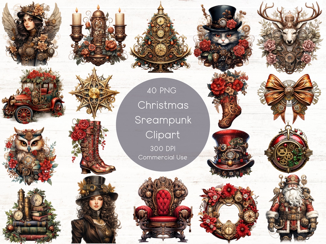 Steampunk Christmas 40 High Quality Png's Steampunk - Etsy Canada