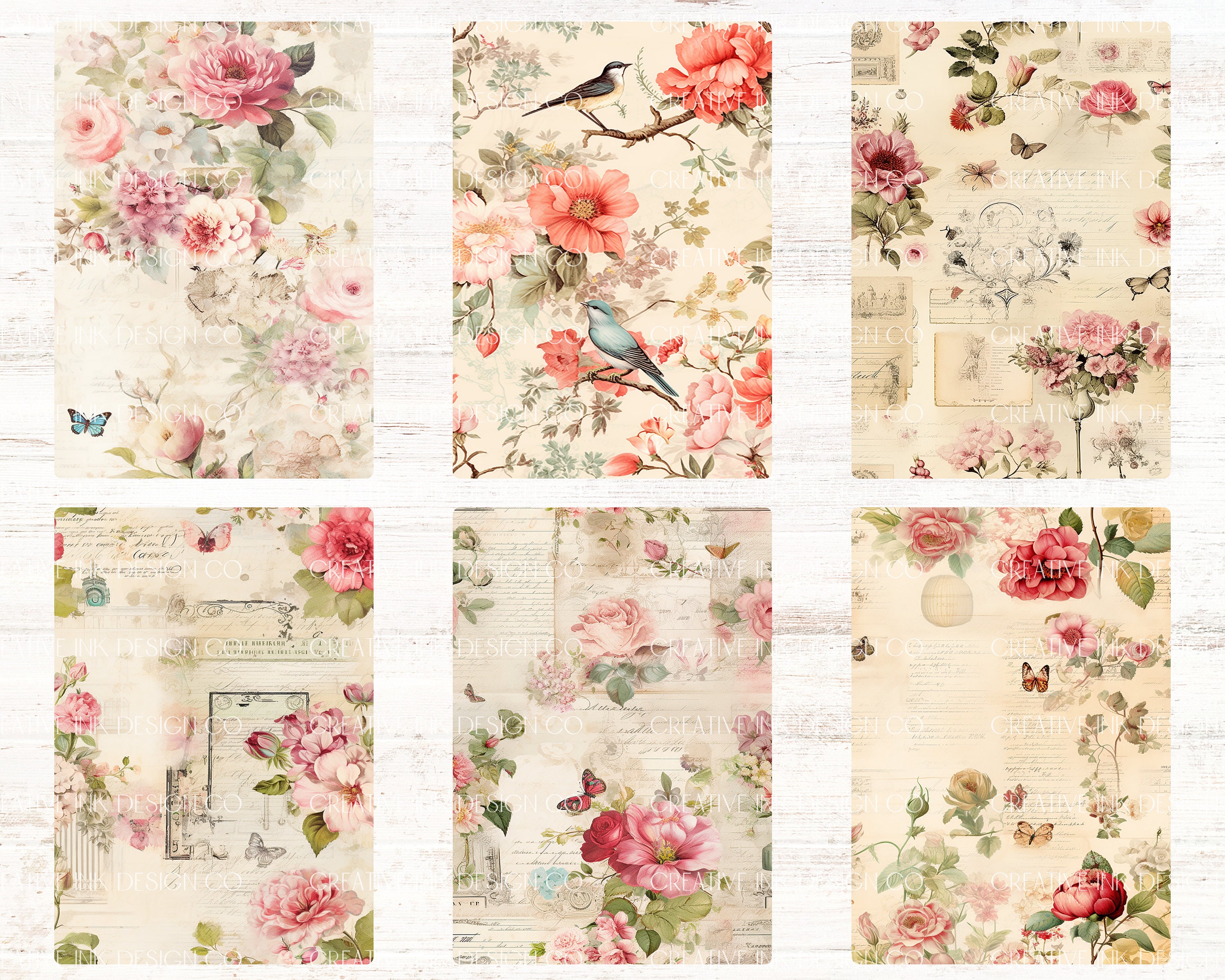 Pink Ephemera Digital Paper, 20 High Quality Png's, Scrapbook Paper ...