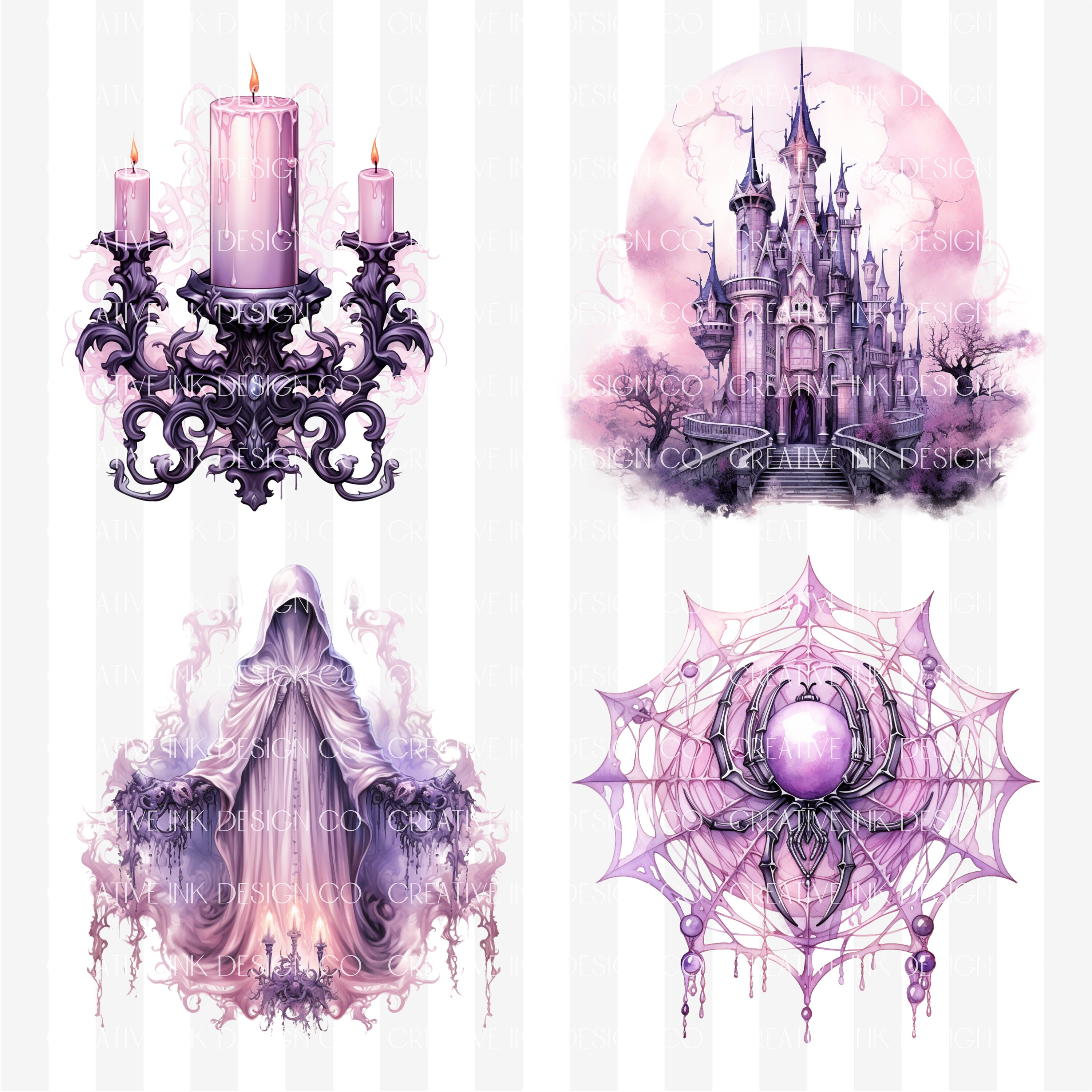 Gothic Halloween, 20 PNG Halloween Clipart Bundle, Pastel Goth PNG ...