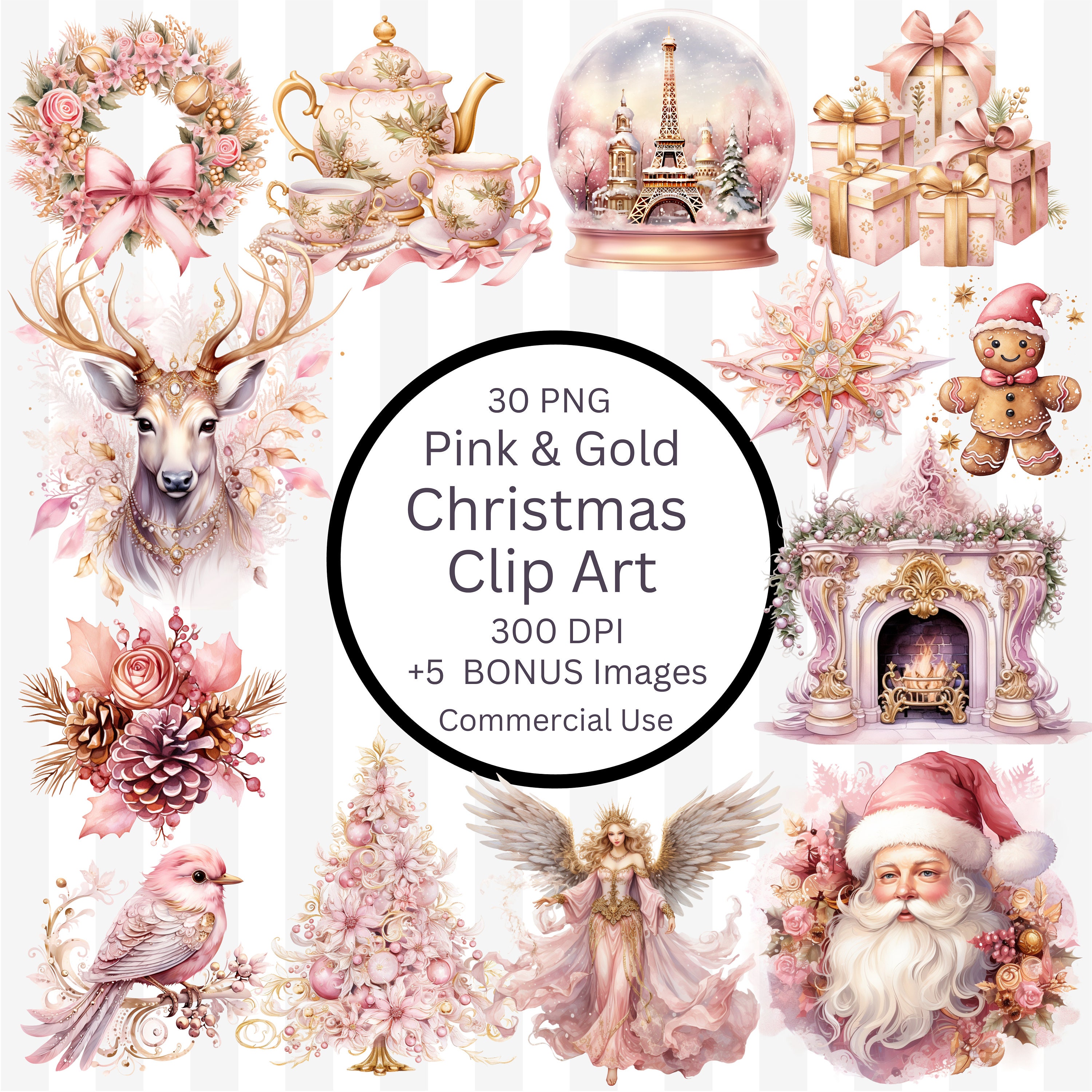 Christmas Clip Art, 30 Christmas PNG, Transparent PNG, Watercolor ...