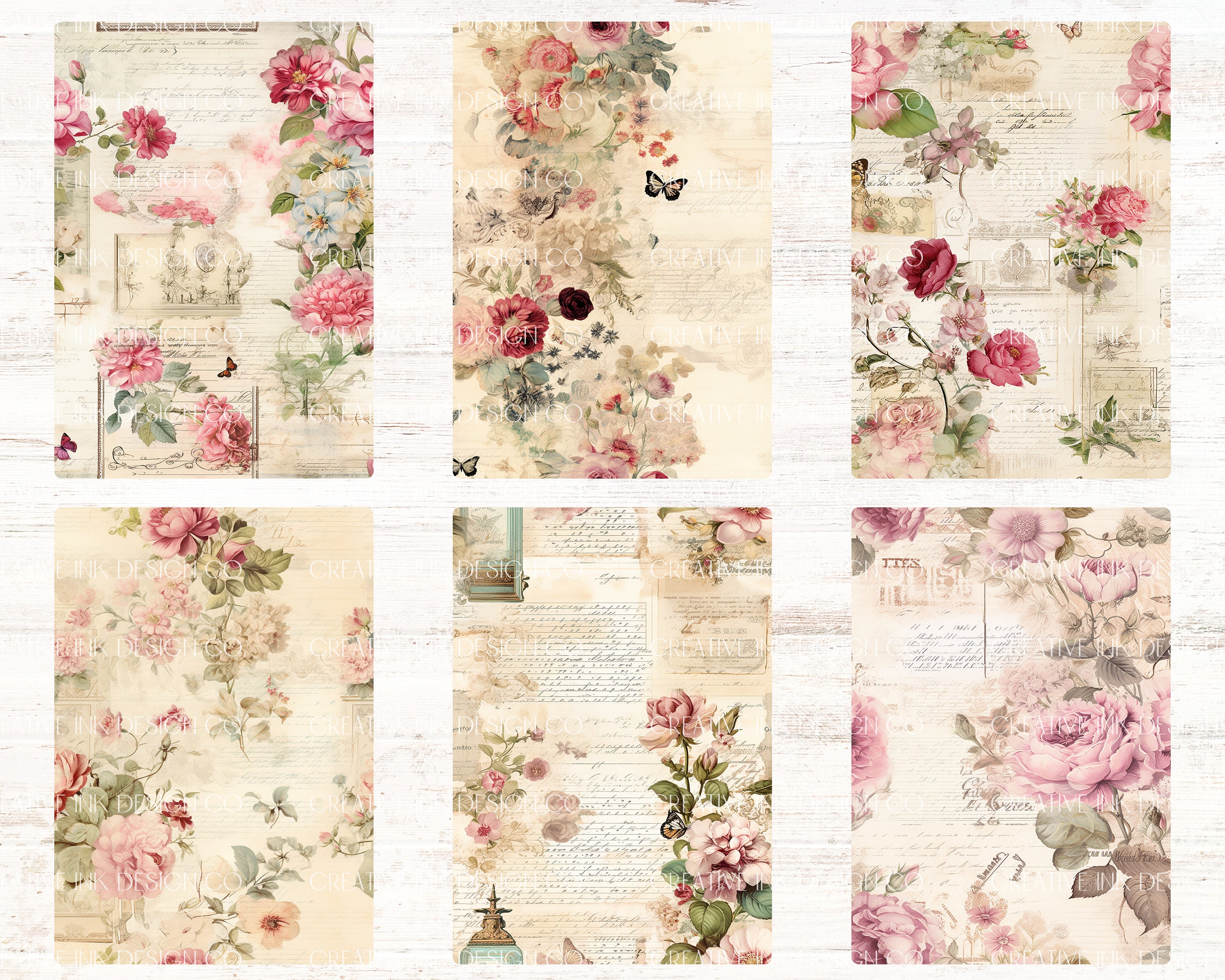 Pink Ephemera Digital Paper, 20 High Quality Png's, Scrapbook Paper ...