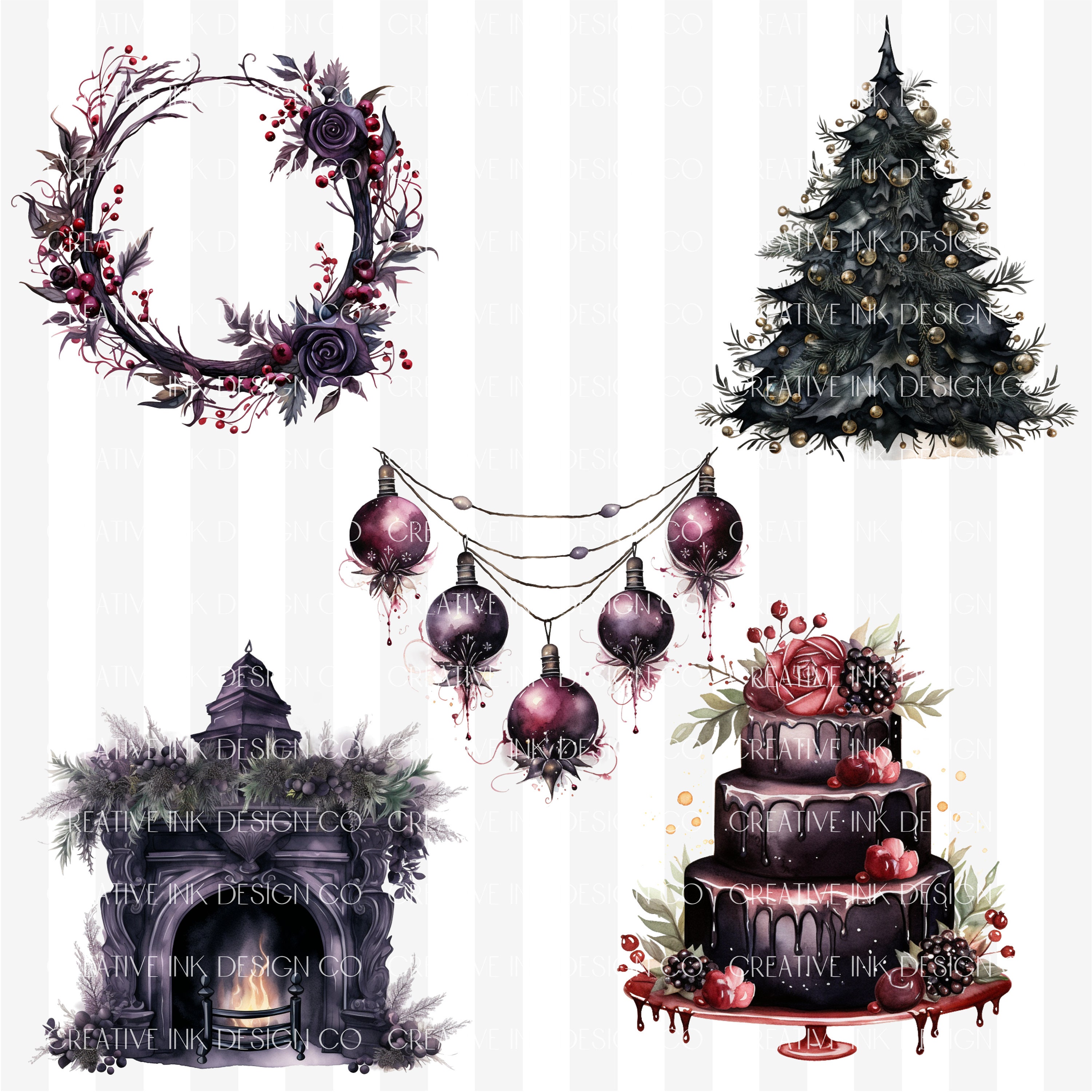 Christmas Clip Art, 30 Gothic Christmas PNG, Transparent PNG ...
