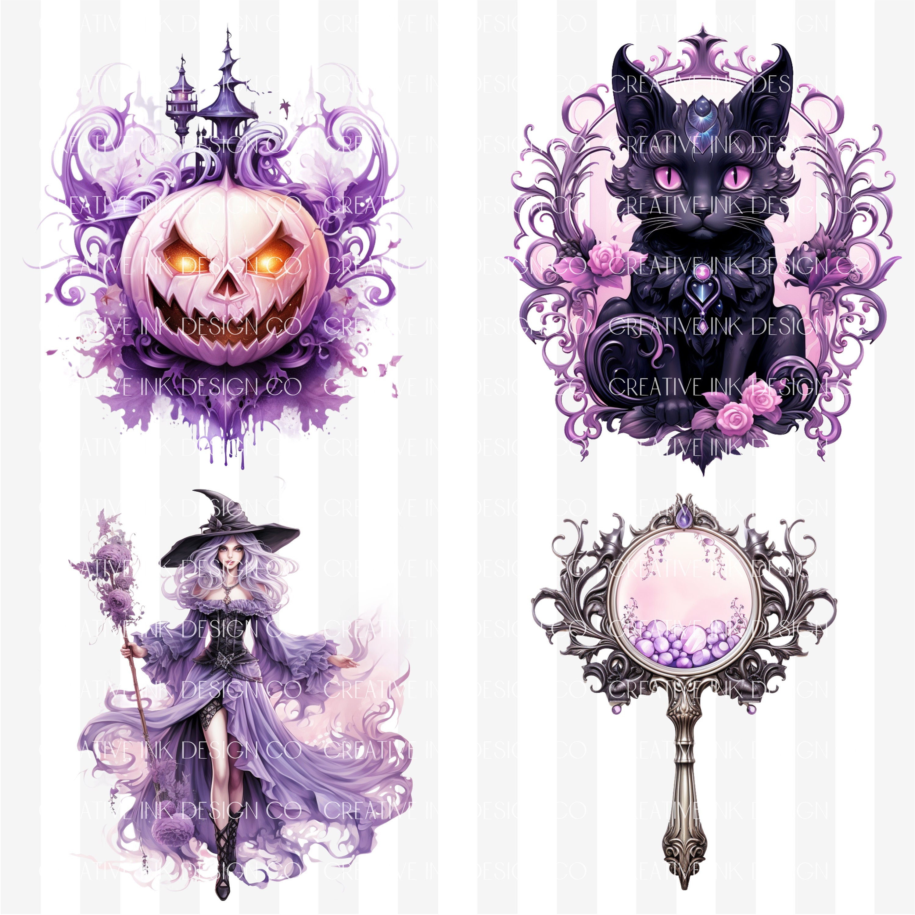 Gothic Halloween, 20 PNG Halloween Clipart Bundle, Pastel Goth PNG ...