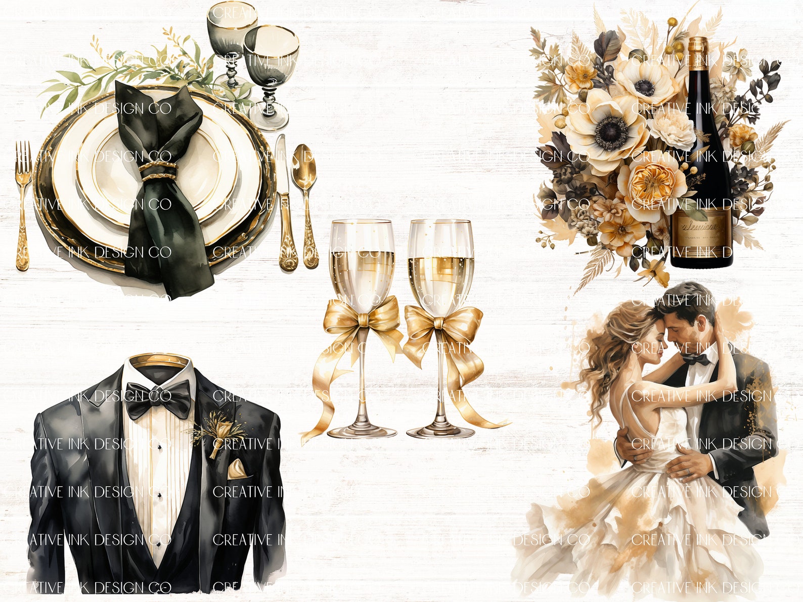 Gold Wedding Clipart, Bridal PNG, 25 High Quality PNG, Wedding Clipart ...