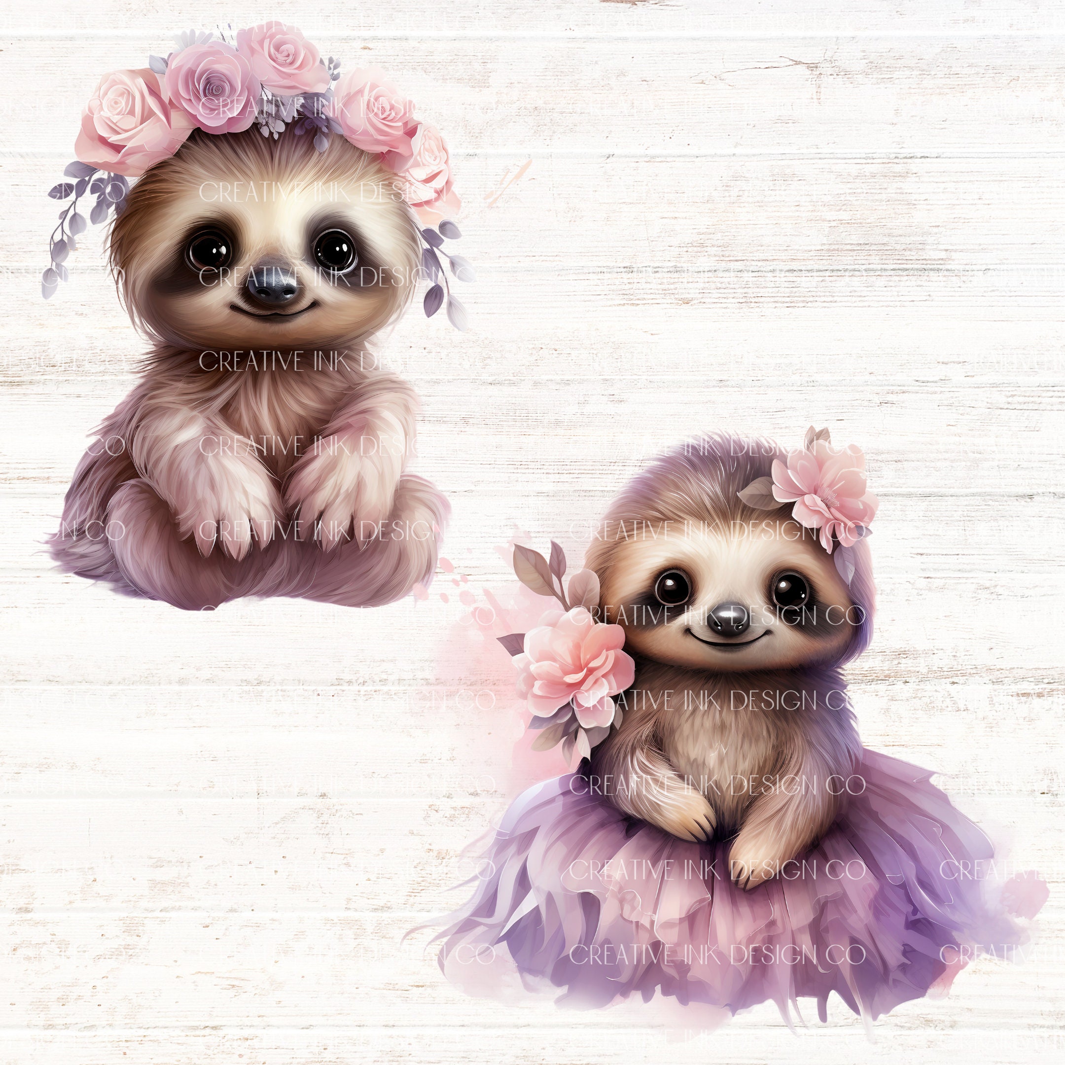 Adorable Pastel Baby Sloth Clipart Set Instant Download for Nursery ...