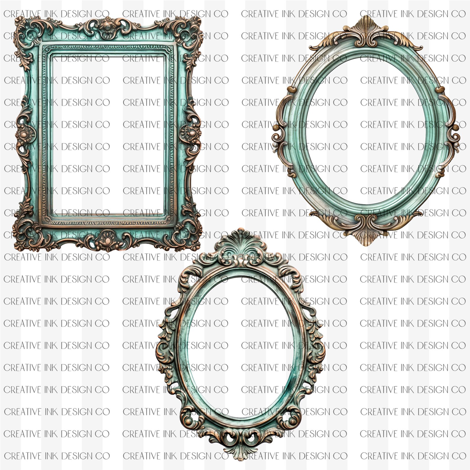 Patina Frames Clipart, Antique Frame, Baroque Frame, Instant Download ...
