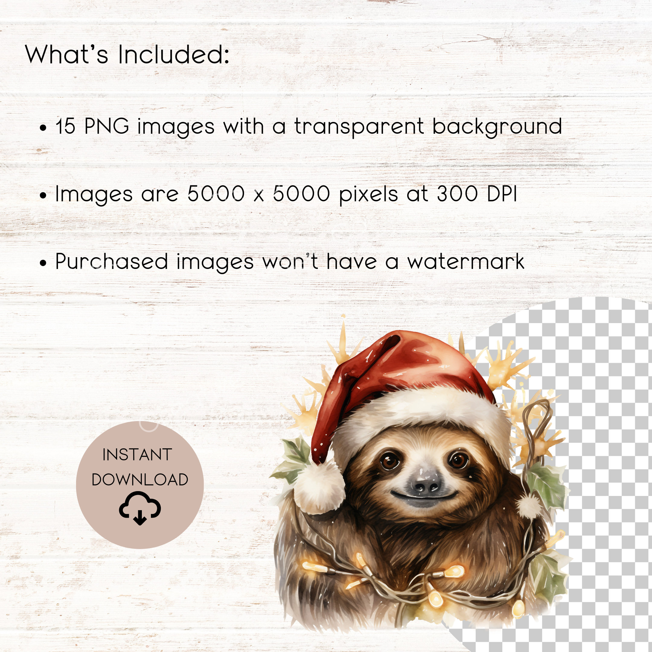 Watercolor Christmas Sloth Clipart Set 15 Festive Holiday Pngs for ...