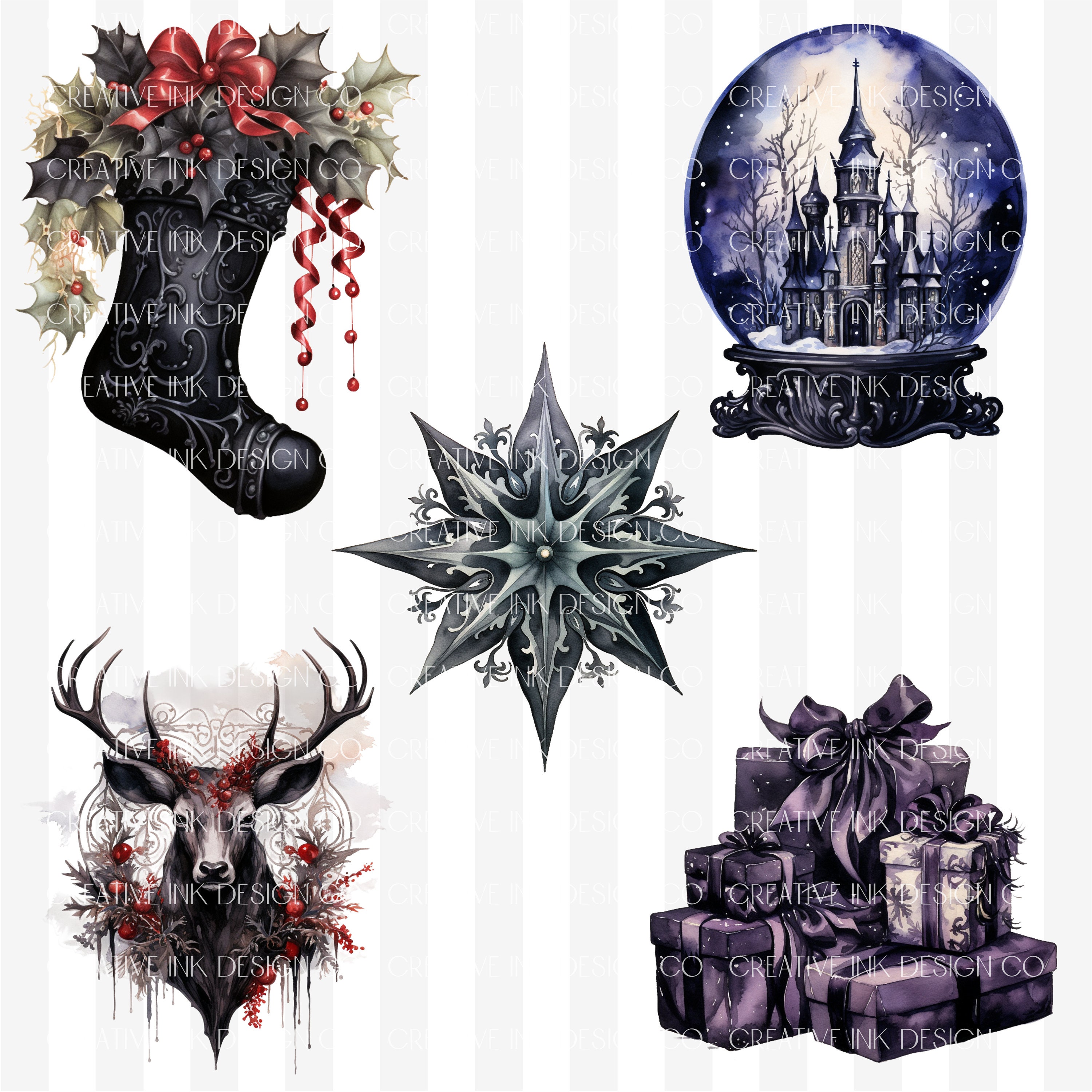 Christmas Clip Art, 30 Gothic Christmas PNG, Transparent PNG ...