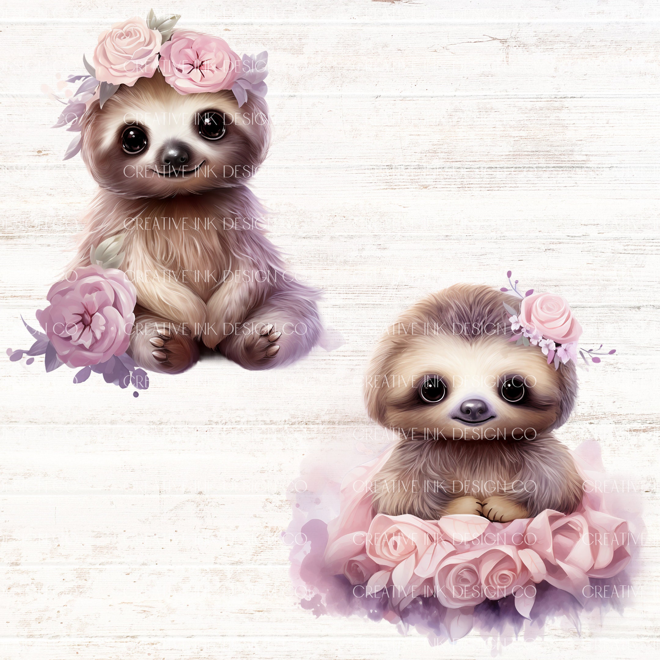 Adorable Pastel Baby Sloth Clipart Set Instant Download for Nursery ...