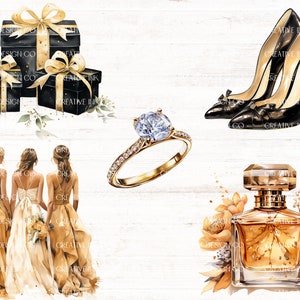 Gold Wedding Clipart, Bridal PNG, 25 High Quality PNG, Wedding Clipart ...