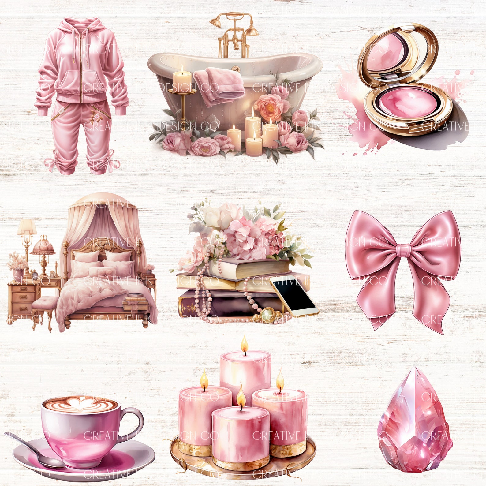 Coquette Aesthetic Clipart Set 40 High-quality Elements for Elegant ...
