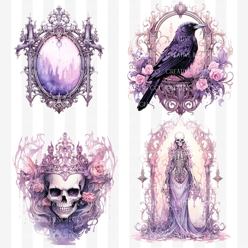 Gothic Halloween, 20 PNG Halloween Clipart Bundle, Pastel Goth PNG ...