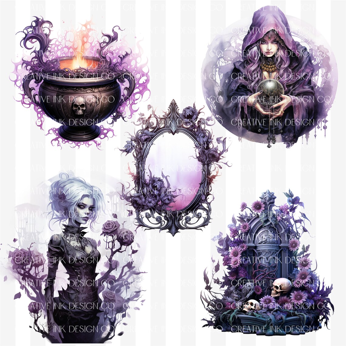 Watercolor Pastel Halloween Collection Clipart, 25 PNG Halloween ...