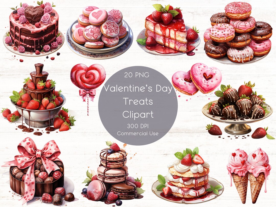 Valentine's Treat Clipart, 20 High Quality Png's, Junk Journals ...