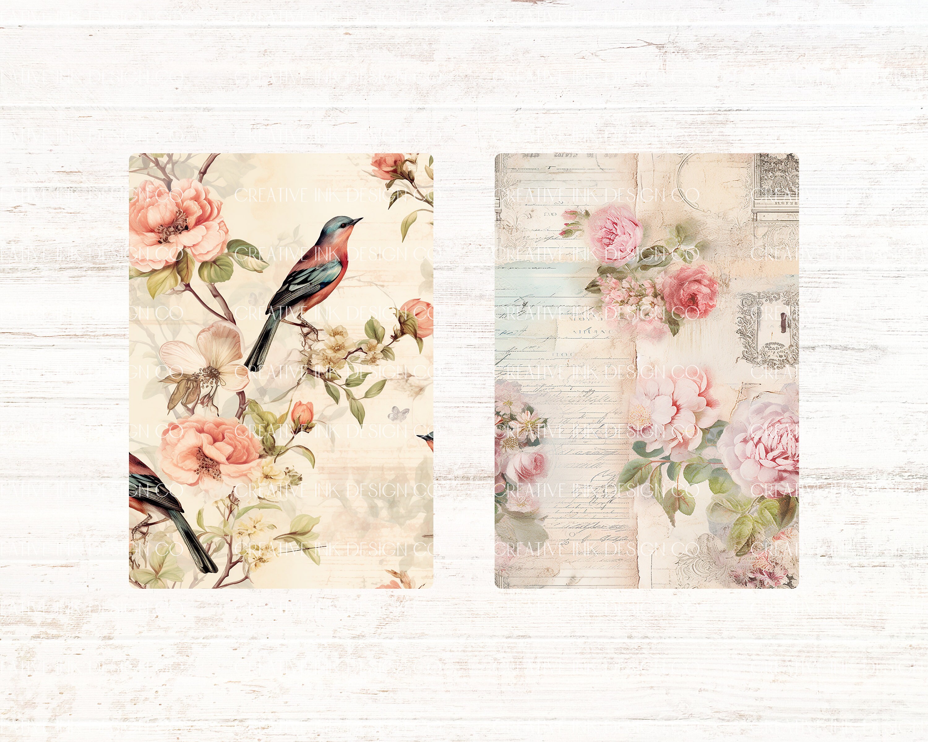 Pink Ephemera Digital Paper, 20 High Quality Png's, Scrapbook Paper ...