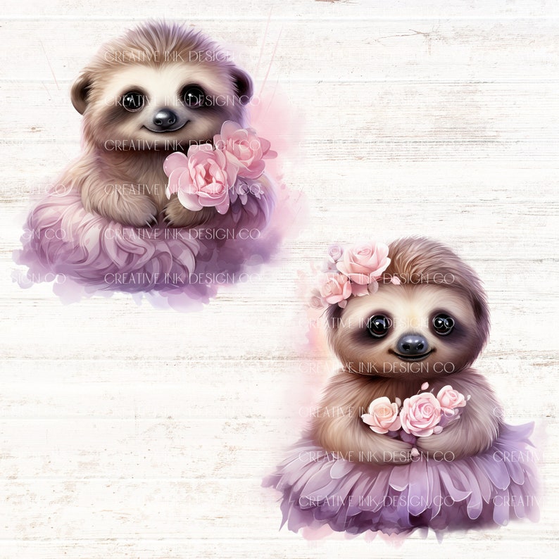 Adorable Pastel Baby Sloth Clipart Set Instant Download for Nursery ...