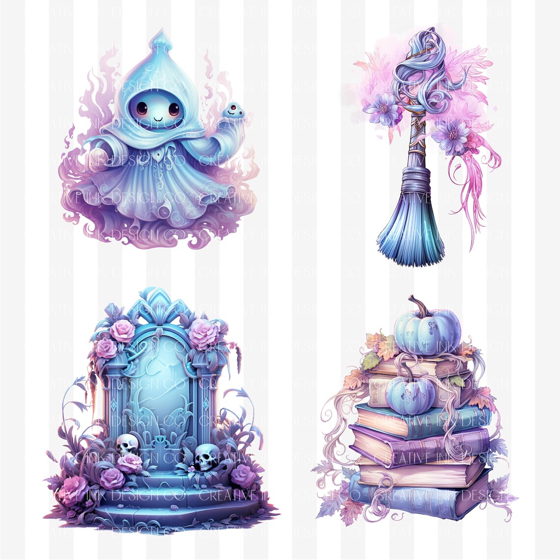 Watercolor Pastel Halloween Collection Clipart 20 PNG - Etsy