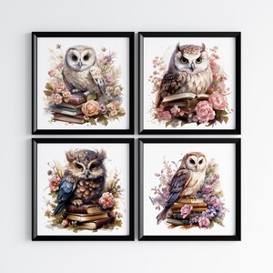 Watercolor Owl and Book Clipart, 10 High Quality PNG and JPEG Images ...