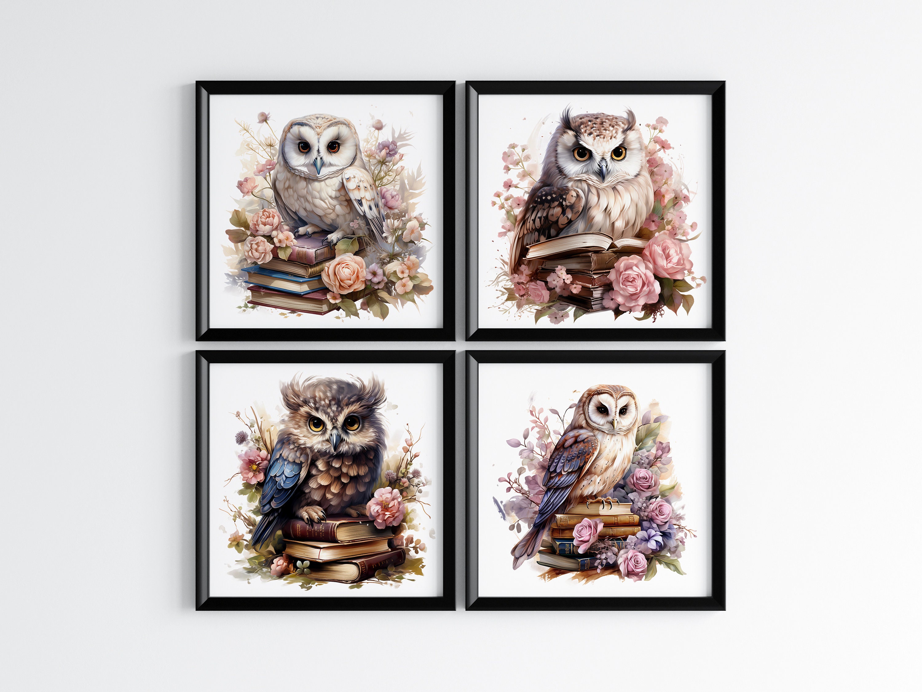 Watercolor Owl and Book Clipart 10 High Quality PNG and JPEG - Etsy