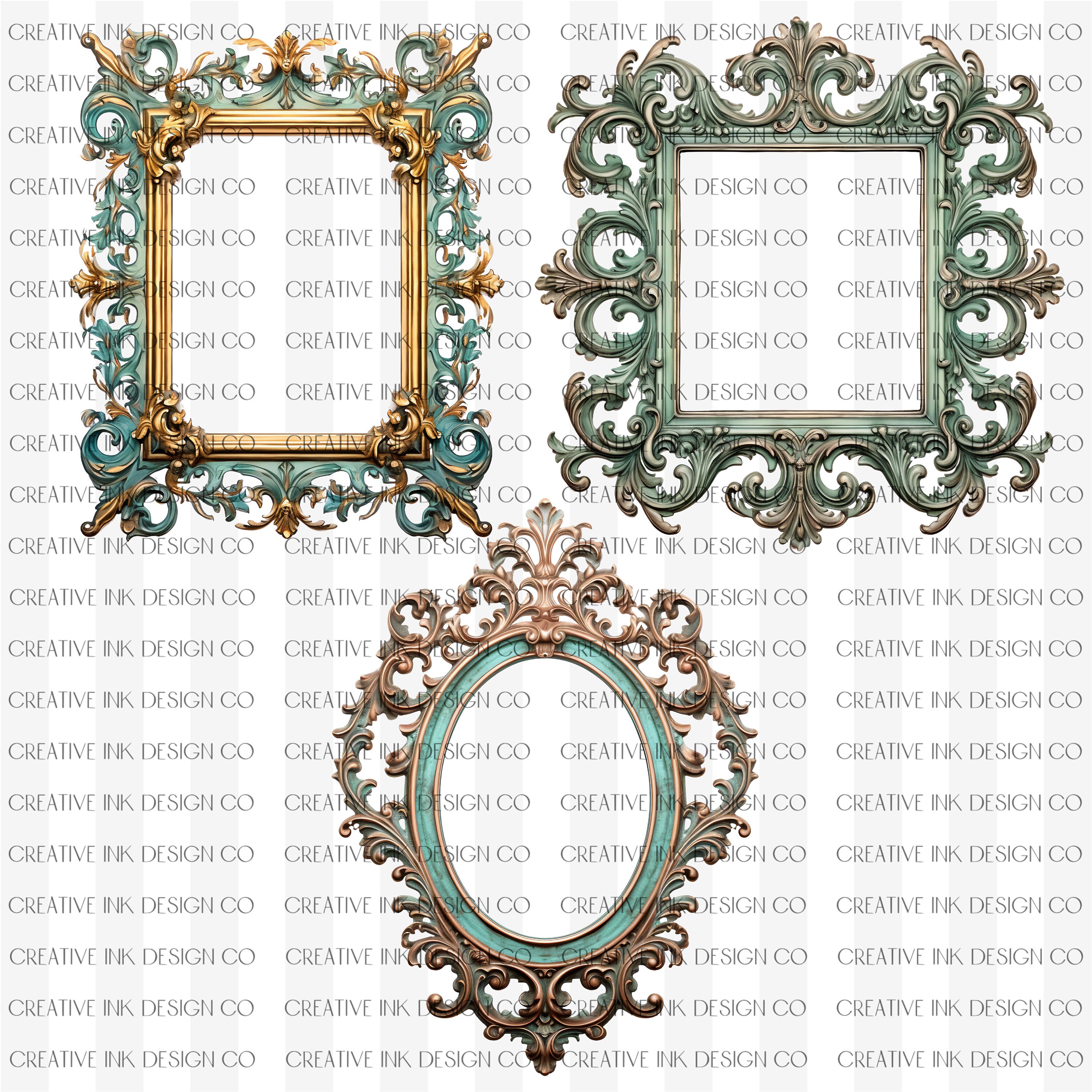 Patina Frames Clipart, Antique Frame, Baroque Frame, Instant Download ...