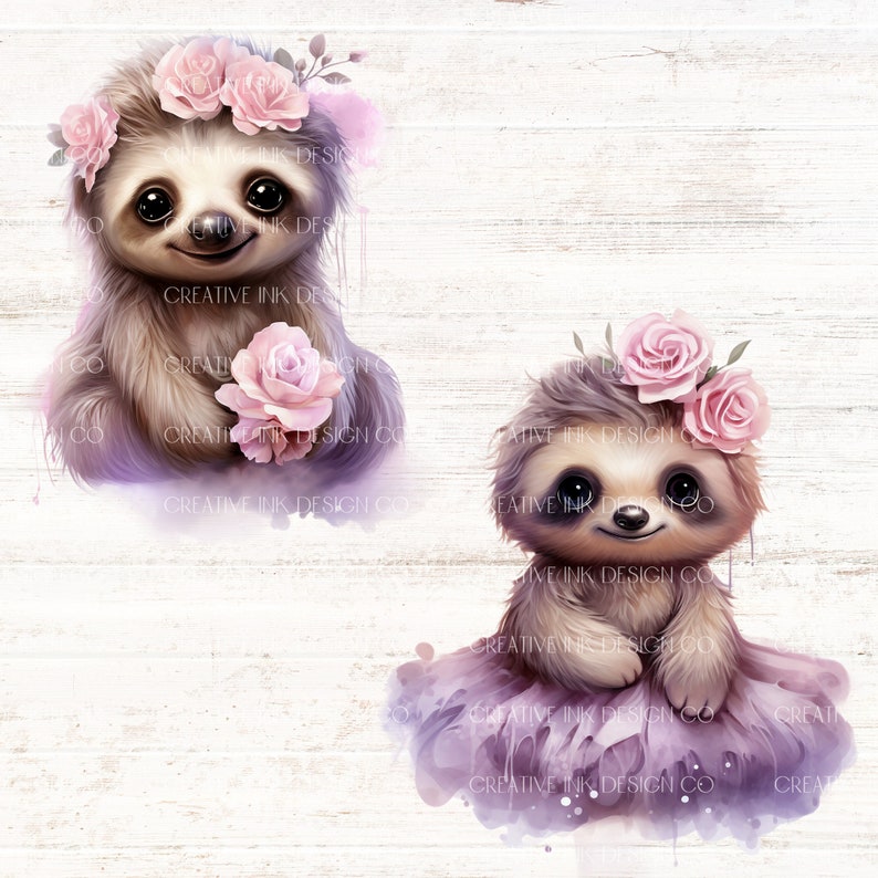 Adorable Pastel Baby Sloth Clipart Set Instant Download for Nursery ...