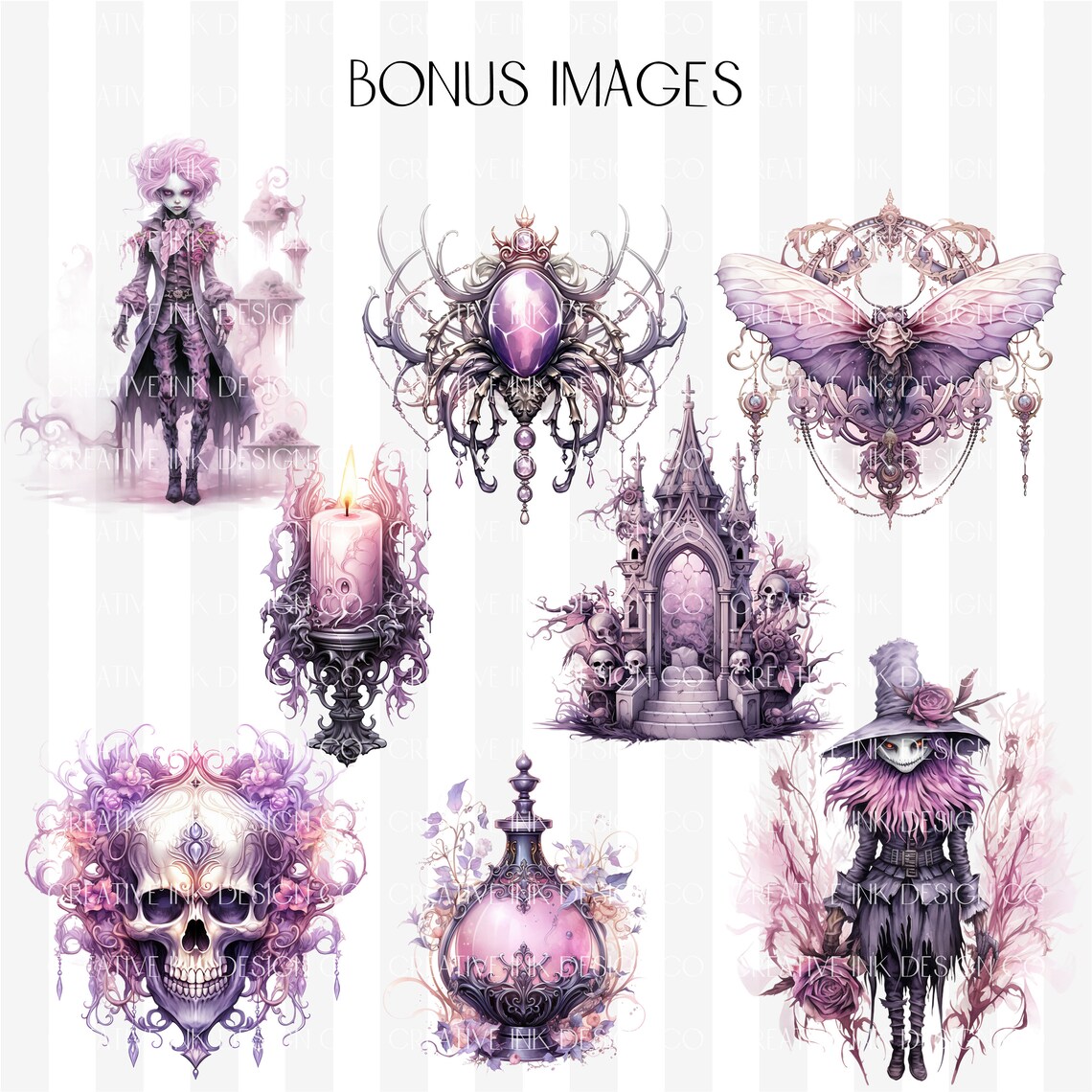 Gothic Halloween, 20 PNG Halloween Clipart Bundle, Pastel Goth PNG ...