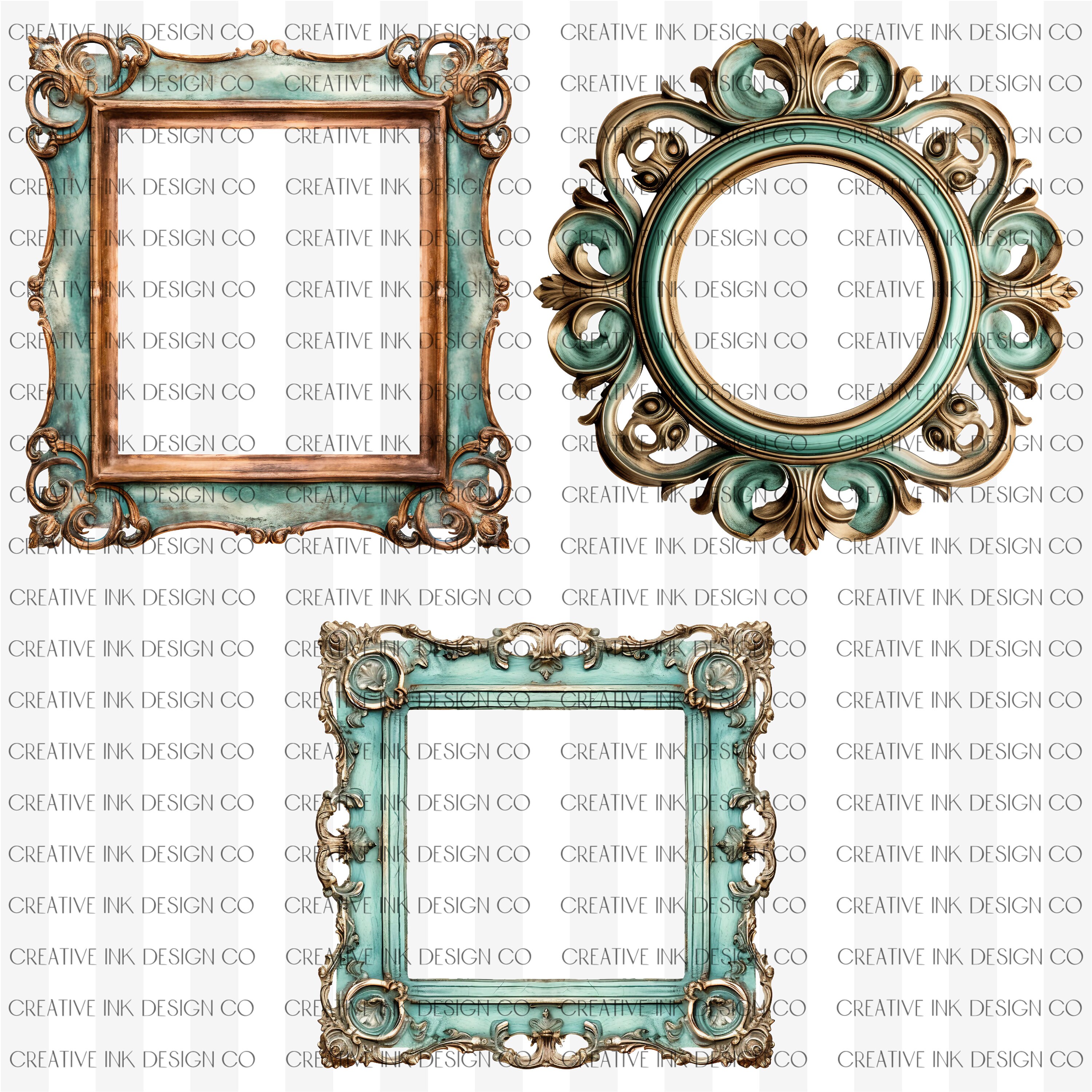 Patina Frames Clipart, Antique Frame, Baroque Frame, Instant Download ...