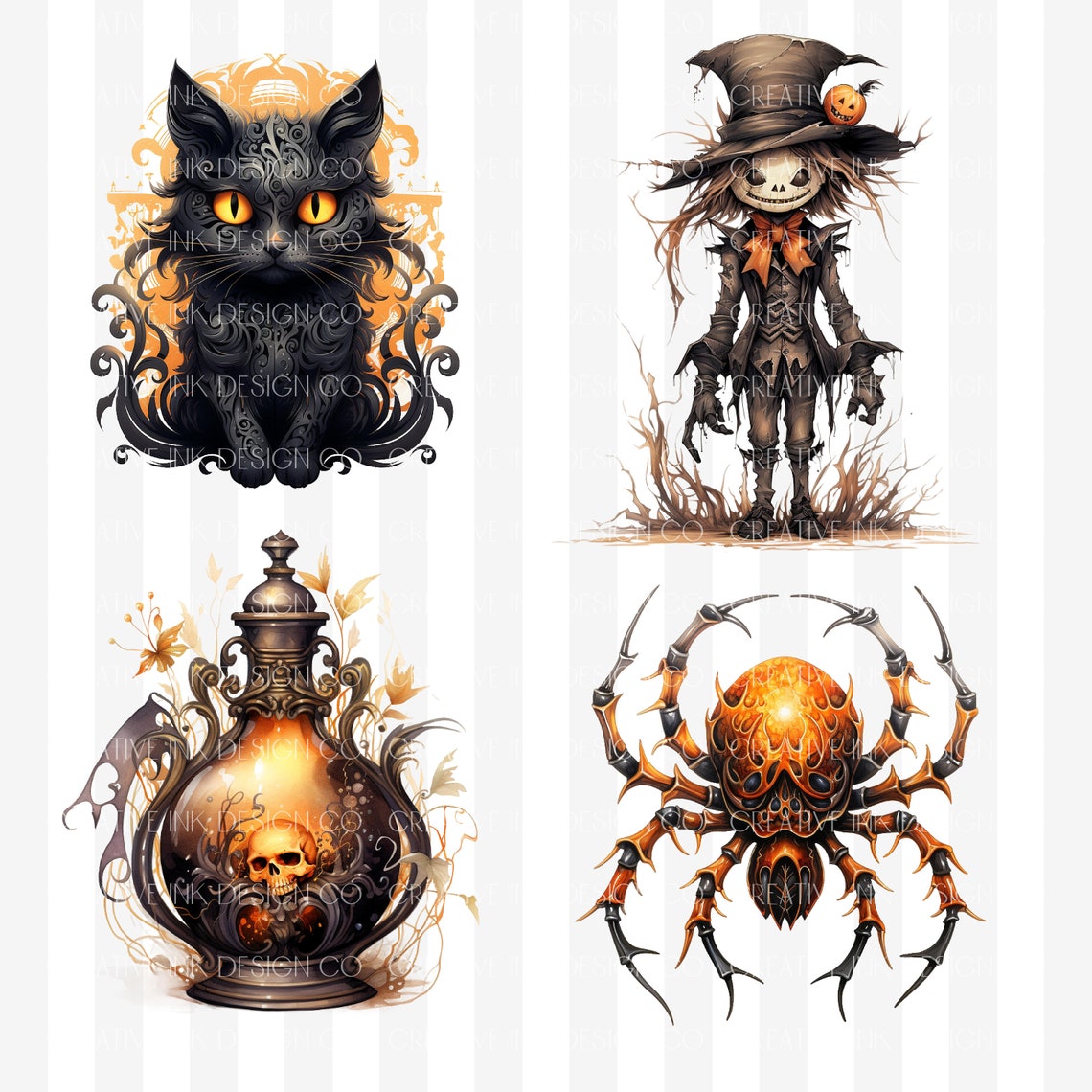 Halloween Clipart PNG Set 20 Halloween Clipart Commercial - Etsy