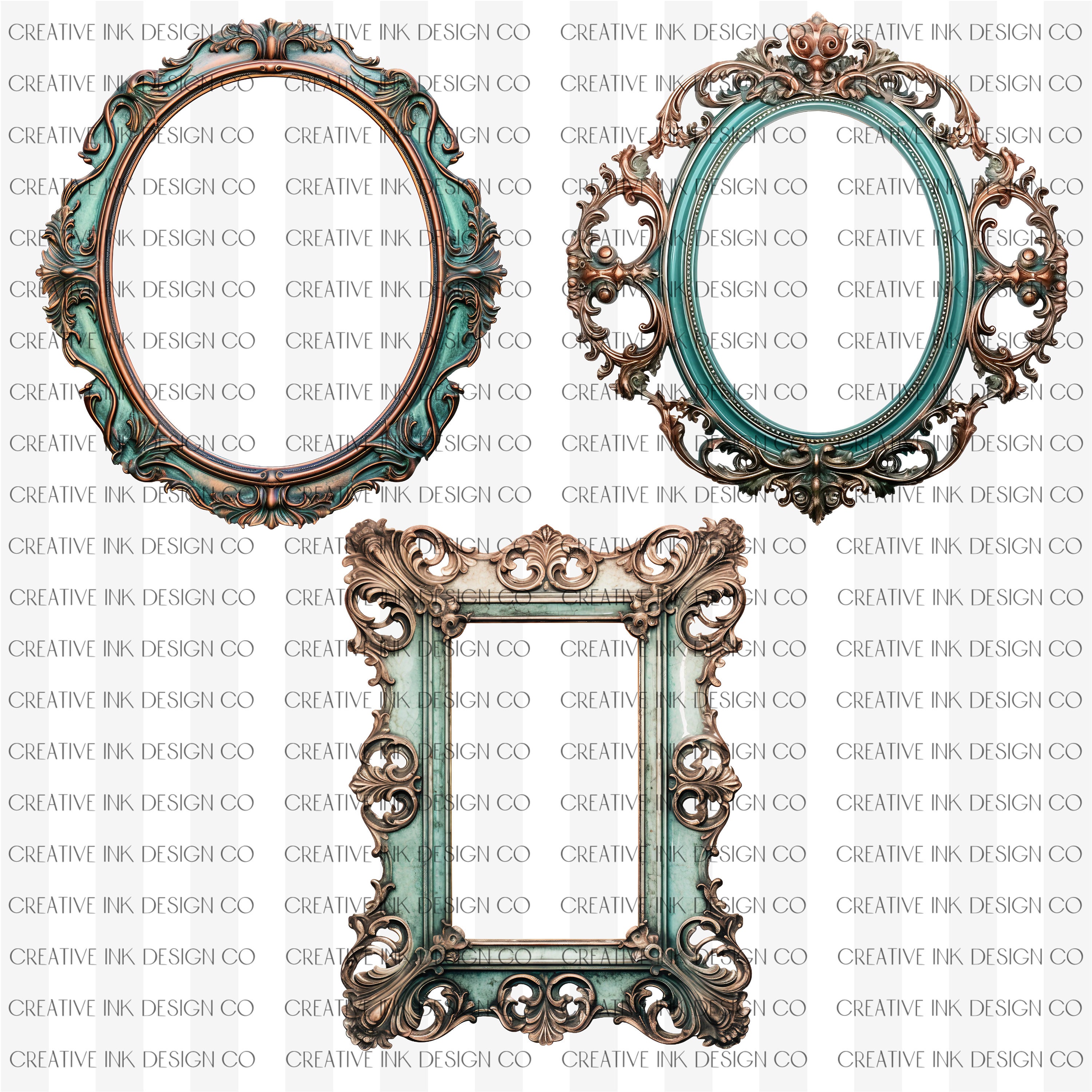 Patina Frames Clipart, Antique Frame, Baroque Frame, Instant Download ...