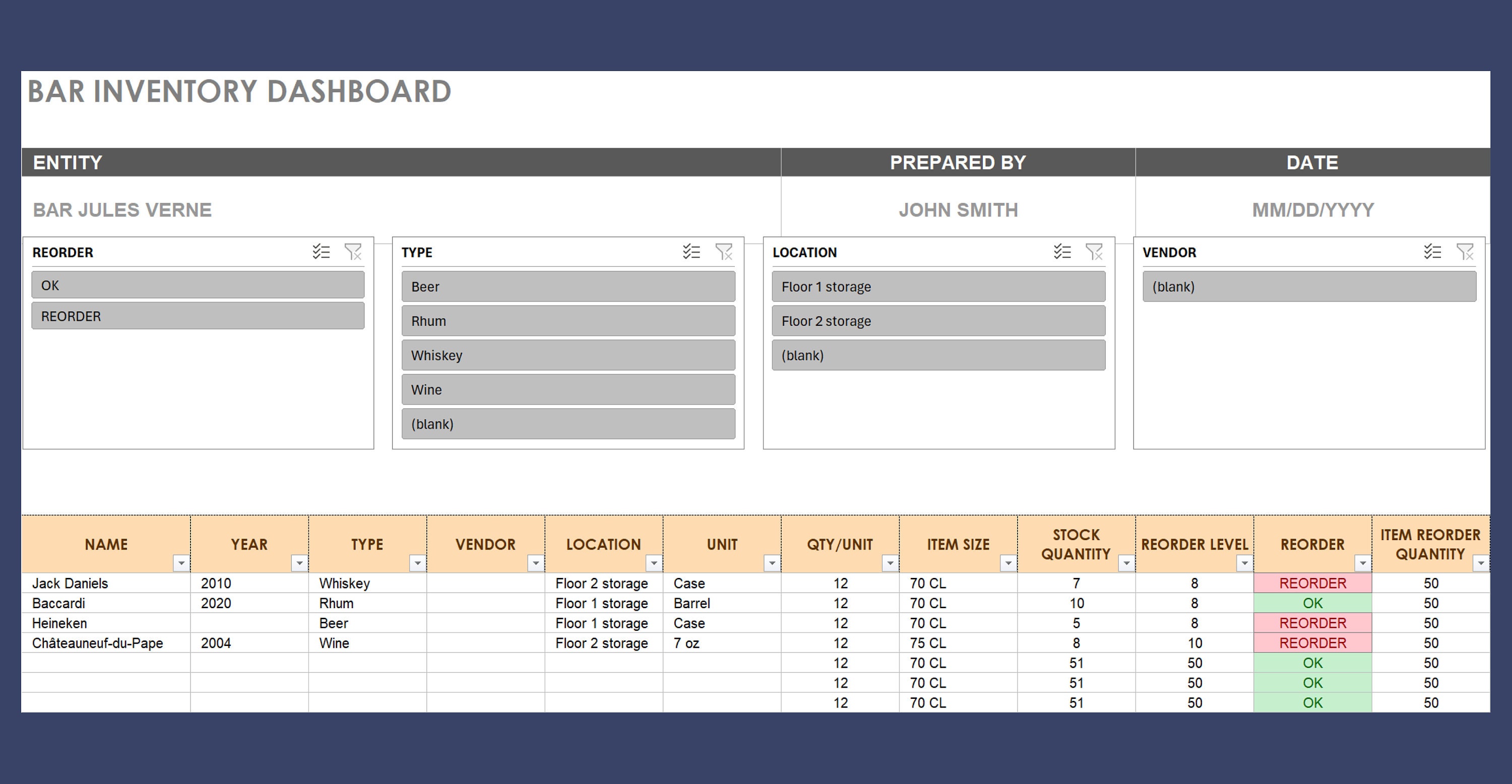 Bar Liquor Inventory Excel Template : Your Guide to Simplified ...